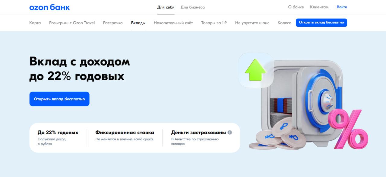 Банковские качели: Ozon Банк неожиданно повысил ставку по вкладу до 22% — читать на Выберу.ру